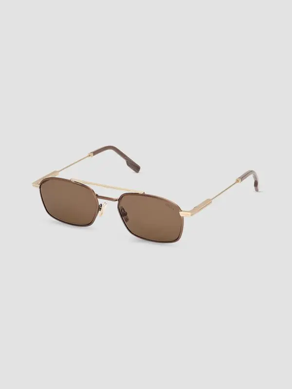 Zegna 54mm Aviator Sunglasses - Brown