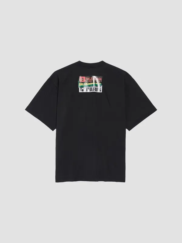 Balenciaga Bumper Stickers Fit T-shirt - Black
