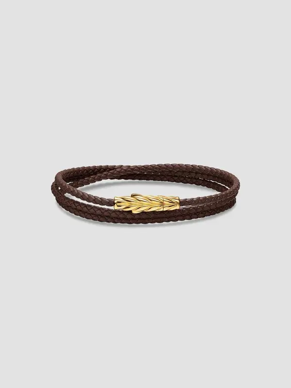 David Yurman Chevron Triple Wrap Bracelet In Leather - Brown