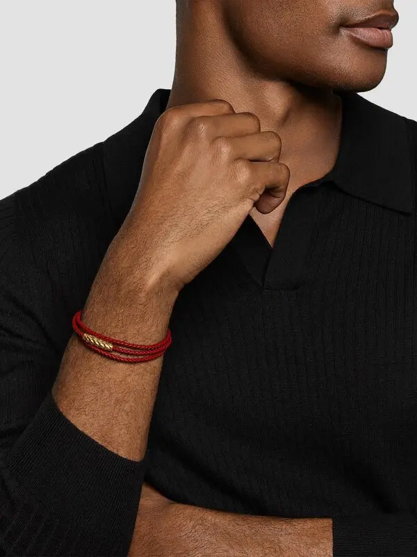 David Yurman Chevron Triple Wrap Bracelet In Leather - Red