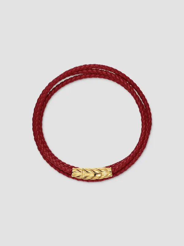 David Yurman Chevron Triple Wrap Bracelet In Leather - Red