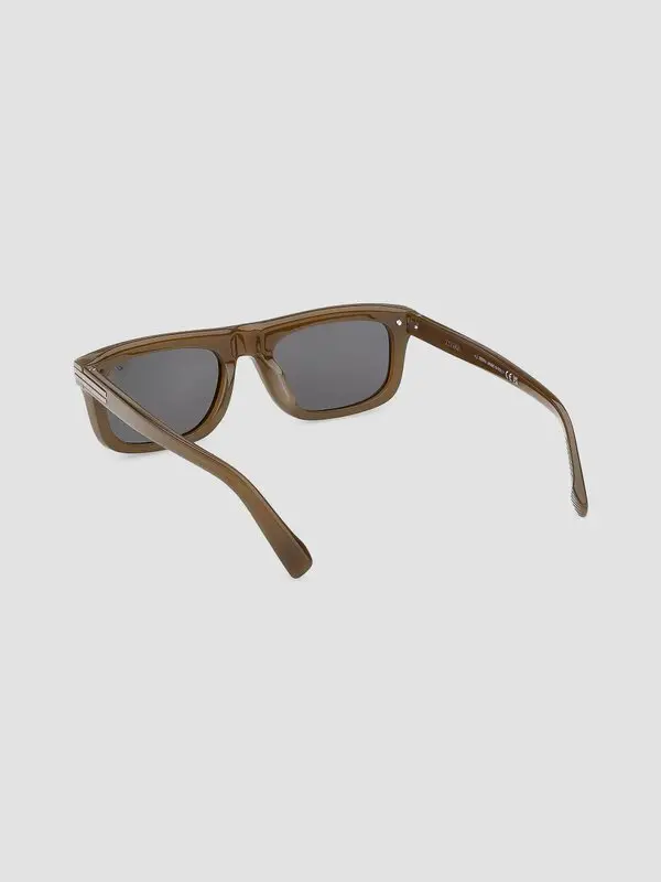 Zegna 55mm Rectangular Sunglasses - Brown Grey