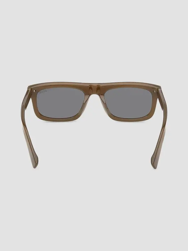 Zegna 55mm Rectangular Sunglasses - Brown Grey