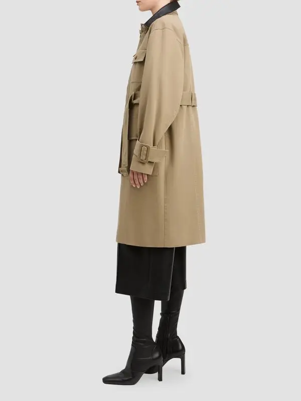 Derek Lam 10 Crosby Landon Stretch-cotton Contrast-collar Trench Coat