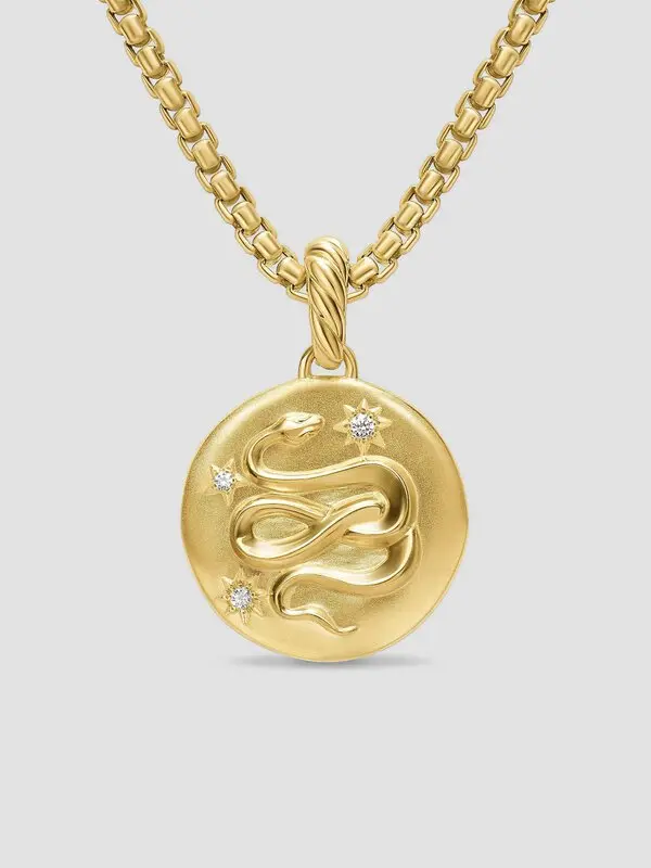 David Yurman Snake Amulet In 18k Yellow Gold With Diamonds, 18.8mm - Diamond