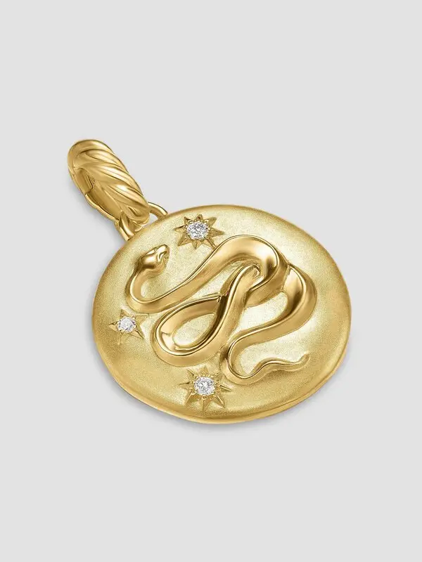 David Yurman Snake Amulet In 18k Yellow Gold With Diamonds, 18.8mm