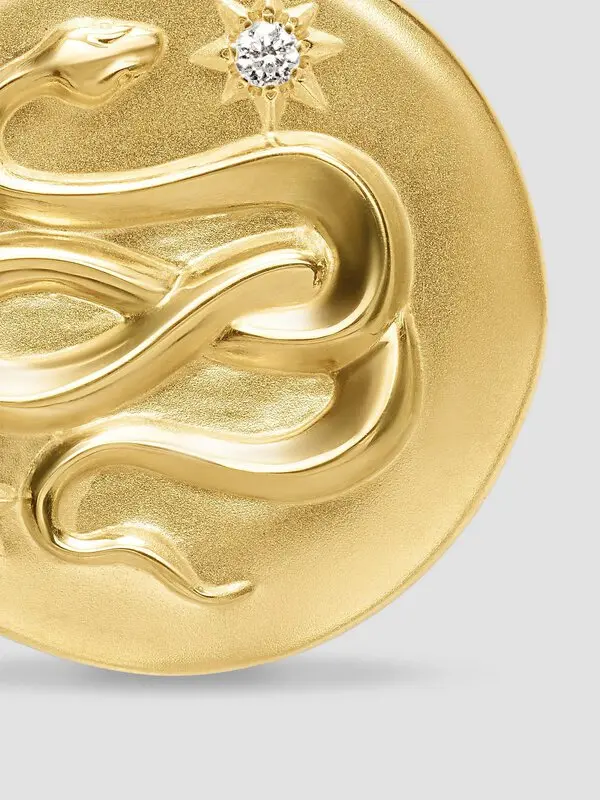 David Yurman Snake Amulet In 18k Yellow Gold With Diamonds, 18.8mm