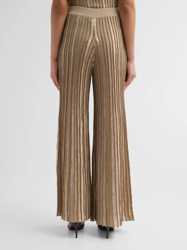 Chiara Boni La Petite Robe Metallic Ribbed Knit Pants