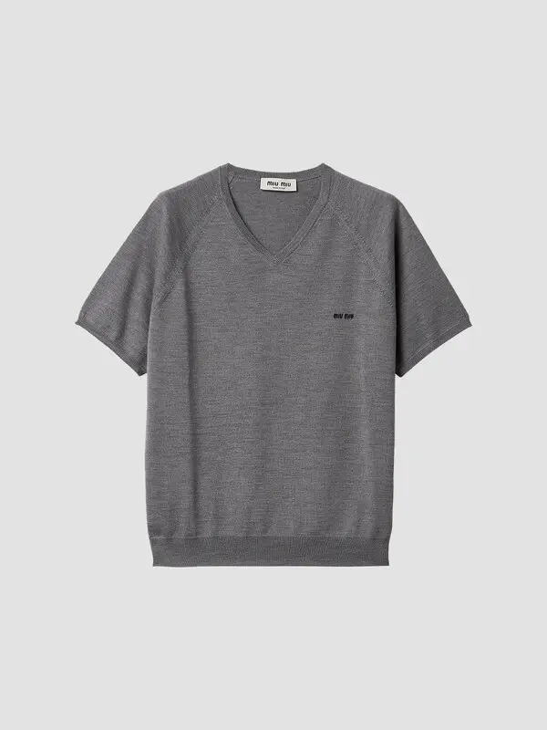 Miu Miu Wool V-neck Sweater - Grey