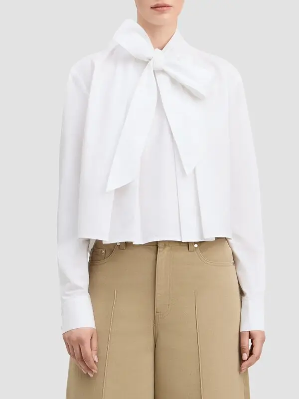 Derek Lam 10 Crosby Aiden Cotton Poplin Tieneck Blouse