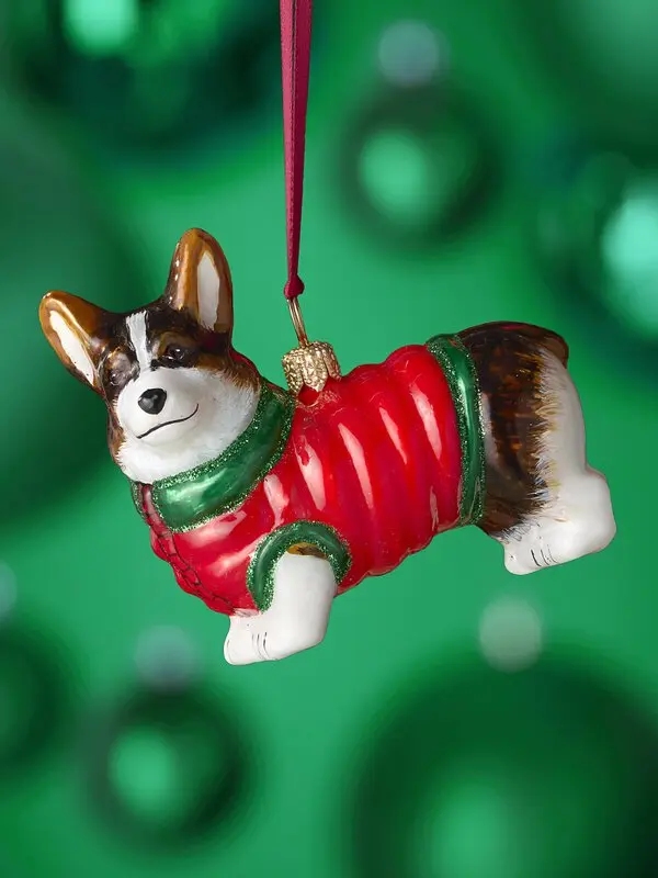 JOY TO THE WORLD COLLECTIBLES Pembroke Welsh Corgi In Puffer Coat Glass Ornat - One-color