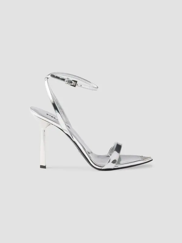 Prada Metallic Leather High-heeled Sandals - Silver