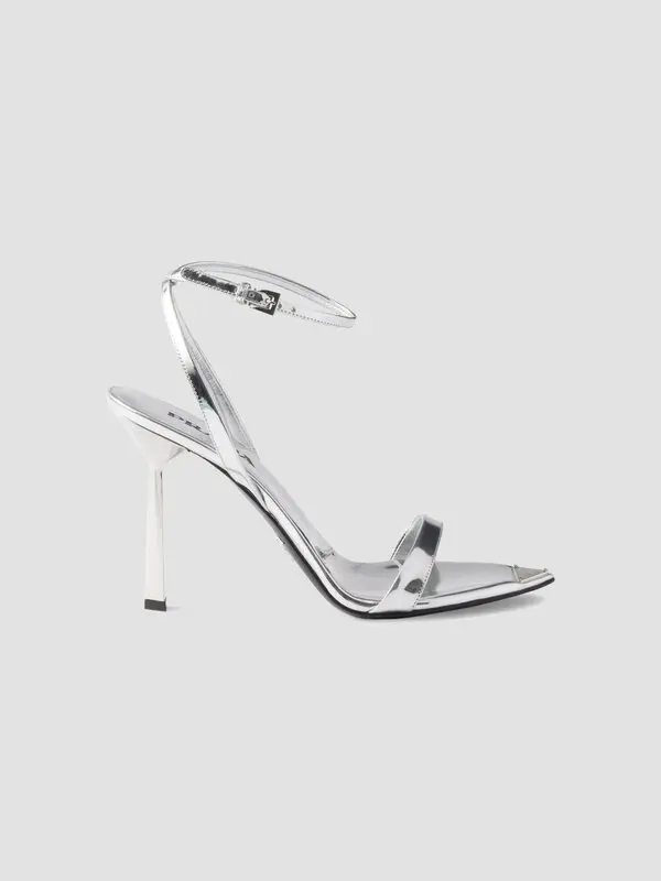 Prada Metallic Leather High-heeled Sandals - Silver