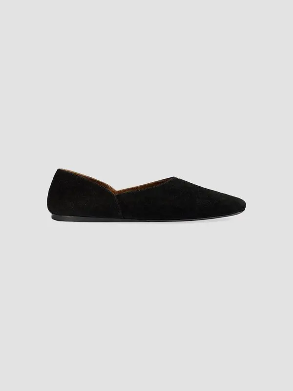 Khaite Jane Pebbled Suede & Leather Flats