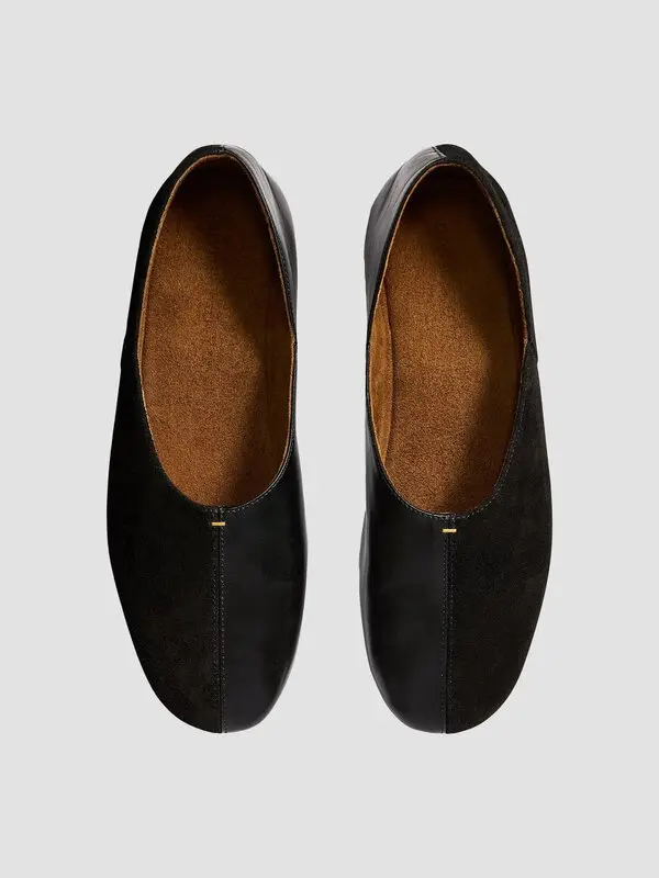 Khaite Jane Pebbled Suede & Leather Flats