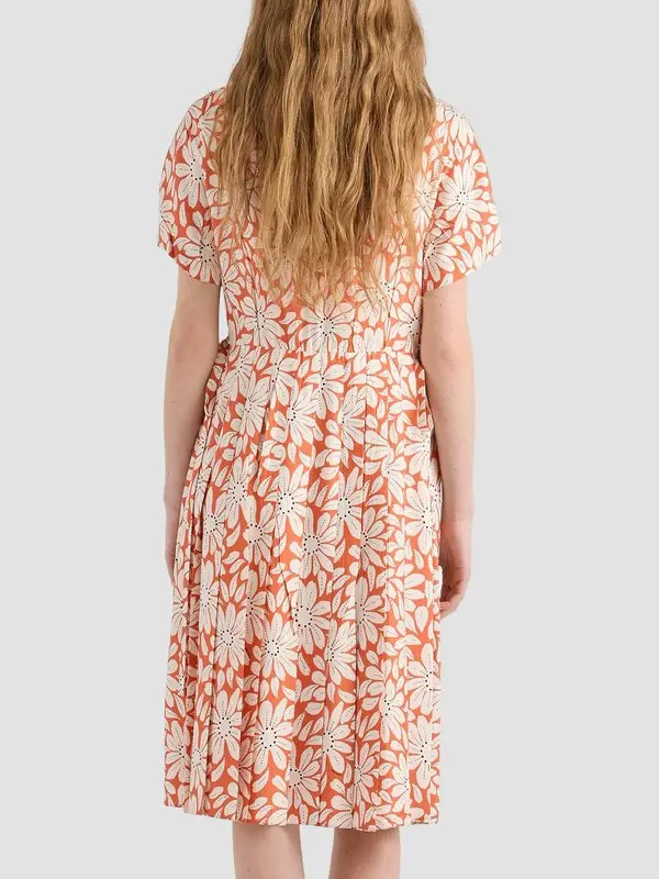 Prada Printed Pleated Pongé Dress