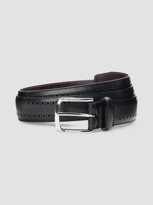 Allen Edmonds Manistee Brogue Leather Belt - Black