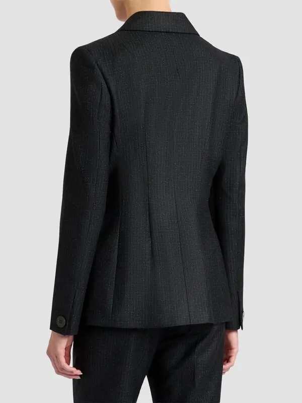 Santorelli Malli Metallic Check Virgin Wool Blazer - Charcoal Multi