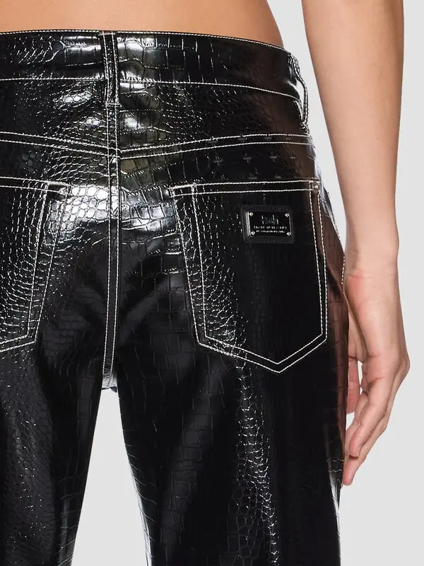 Ksubi Pinup Patent Croc-embossed Faux Leather Pants