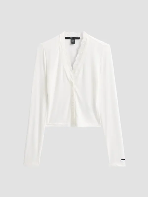 Ksubi Mira Fitted Lace-trim Long-sleeve Top - White