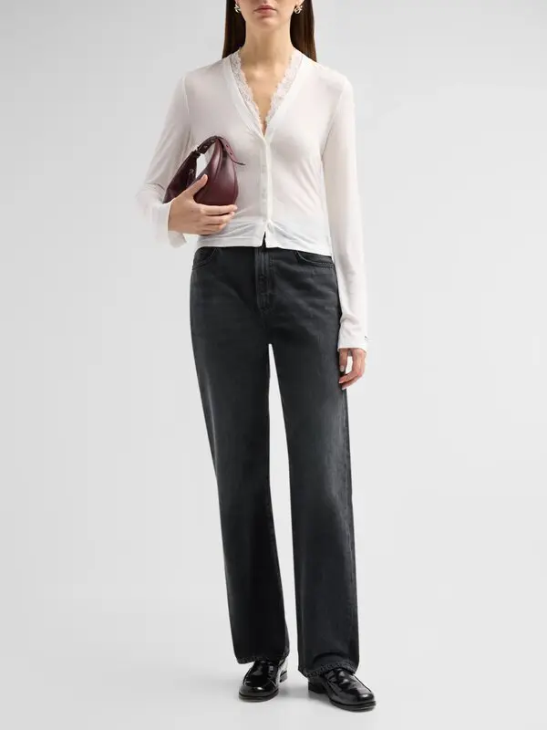 Ksubi Mira Fitted Lace-trim Long-sleeve Top