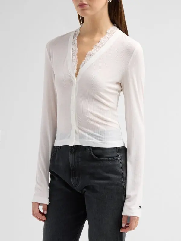 Ksubi Mira Fitted Lace-trim Long-sleeve Top