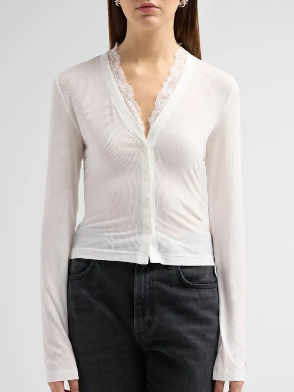 Ksubi Mira Fitted Lace-trim Long-sleeve Top