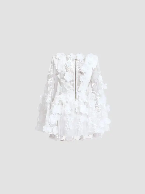 ZHIVAGO Isadora Floral Applique Minidress - White