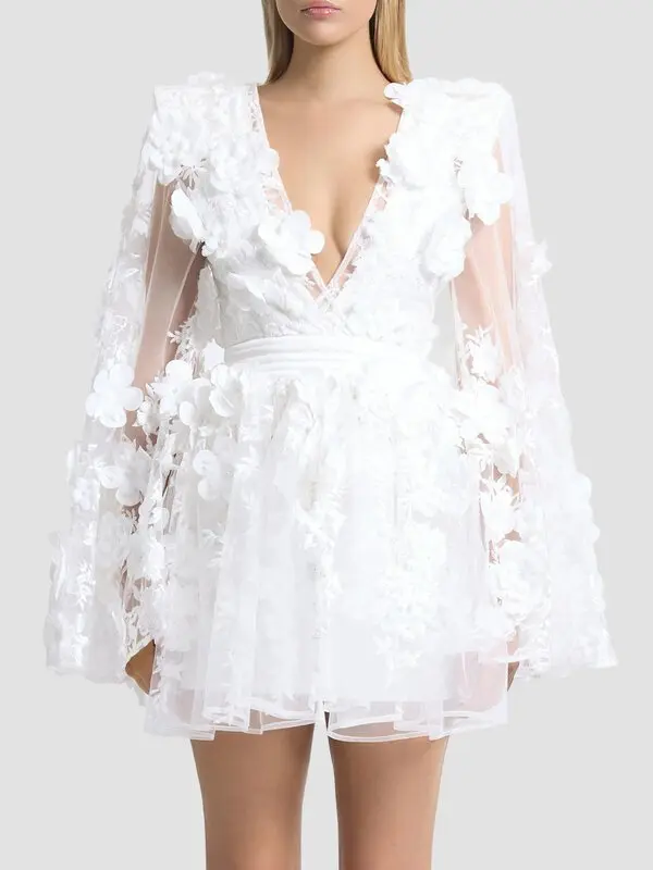 ZHIVAGO Isadora Floral Applique Minidress - White