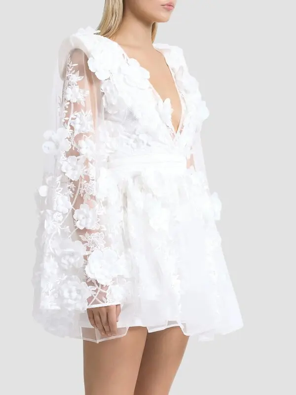 ZHIVAGO Isadora Floral Applique Minidress - White