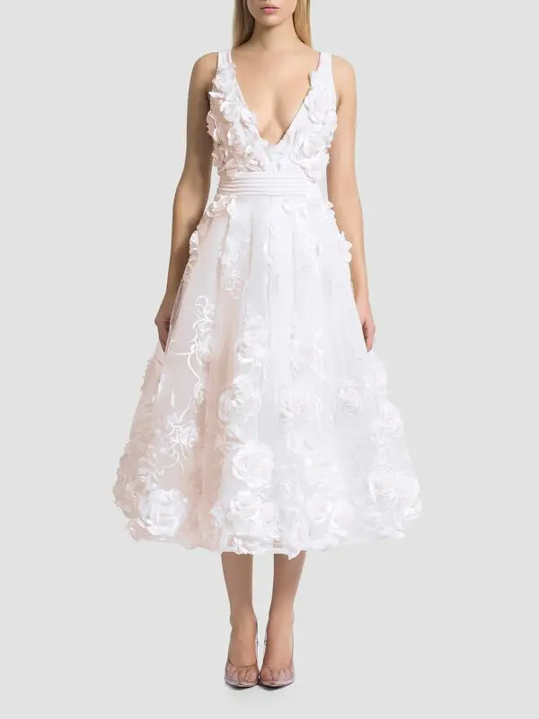 ZHIVAGO Odette Floral Applique Tea-length Dress