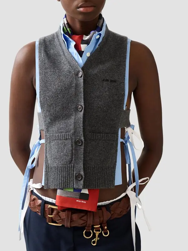 Miu Miu Cashmere Cardigan Vest - Grey