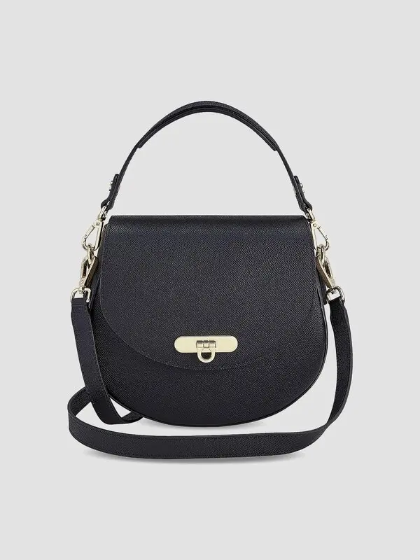 Gigi New York Sophia Textured Leather Saddle Bag - Black