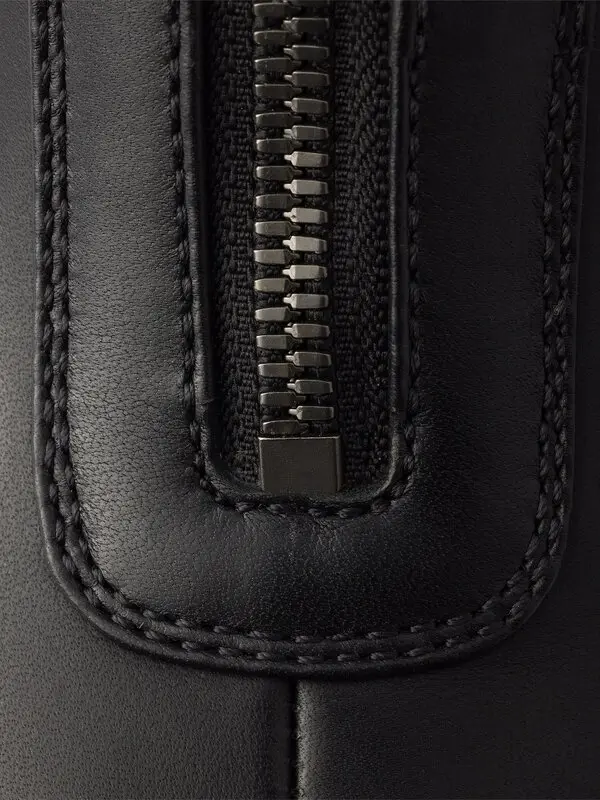 Prada Leather Zipper Booties - Black