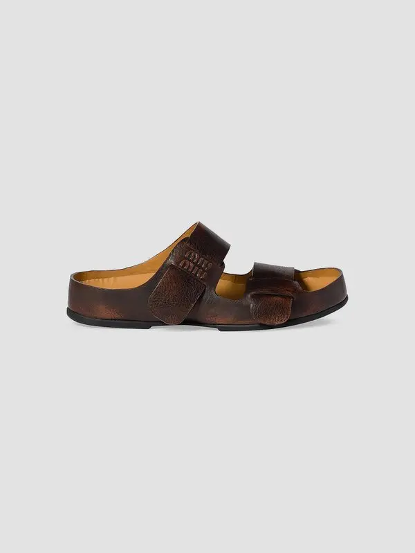 Miu Miu Bleached Leather Sandals - Brown