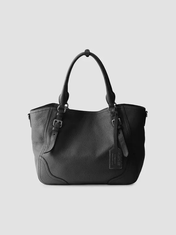 Prada Large Leather Tote Bag - Black
