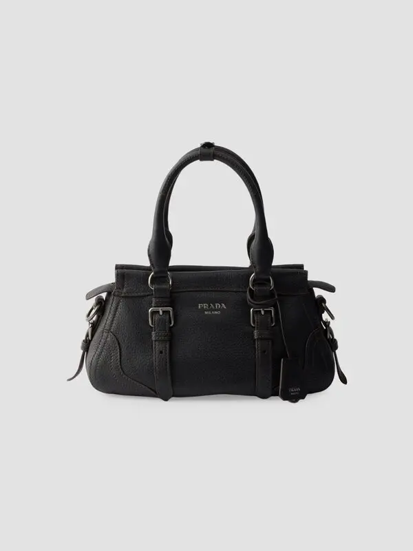 Prada Large Leather Tote Bag - Black