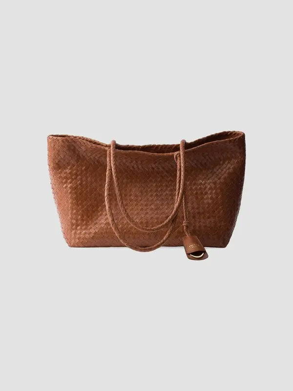Prada Large Leather Tote Bag - Brown