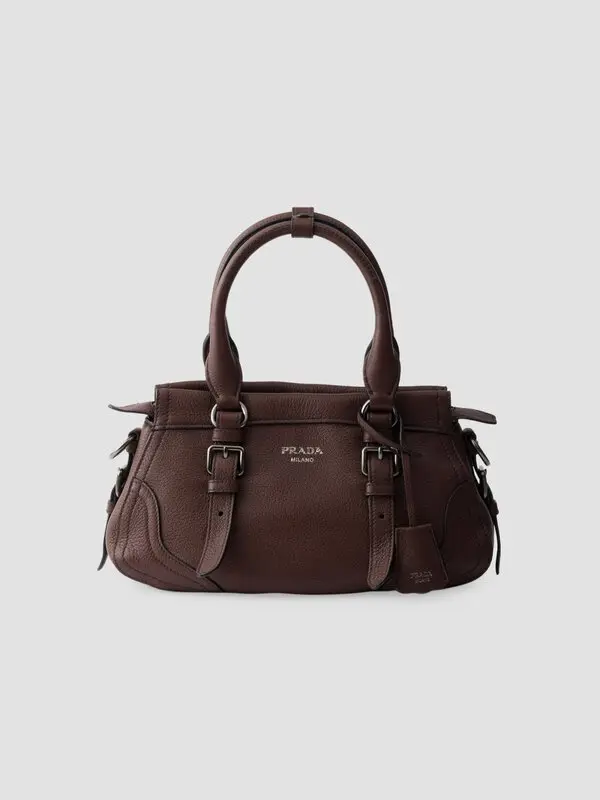 Prada Large Leather Tote Bag - Brown
