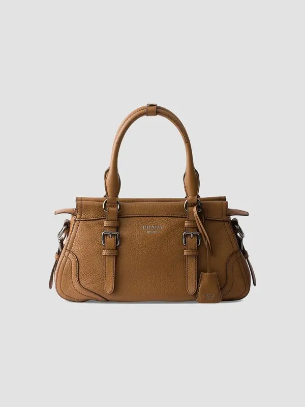 Prada Large Leather Tote Bag - Brown