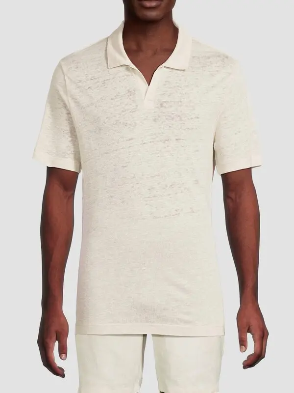 Onia Shaun Linen Polo Shirt - Stone