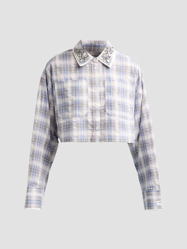 Ksubi Balter Embellished Plaid Cotton Crop Shirt