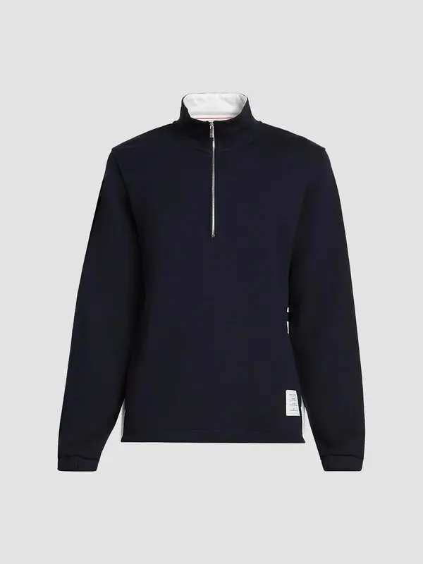 Thom Browne Engineered 4 Bar Classic Loopback Jersey Half-zip Sweatshirt