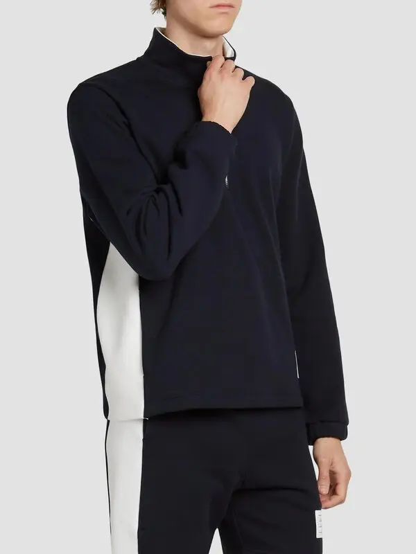 Thom Browne Engineered 4 Bar Classic Loopback Jersey Half-zip Sweatshirt