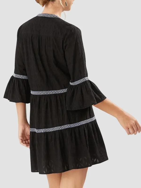 Tommy Bahama Embroidered Tassel Cotton Tunic Dress
