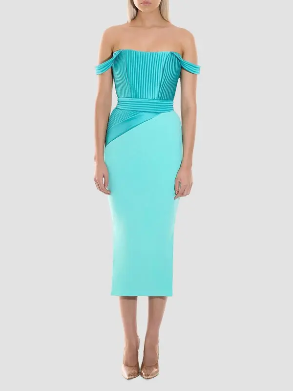 ZHIVAGO The Eternal Pleated Panel Column Midi-dress