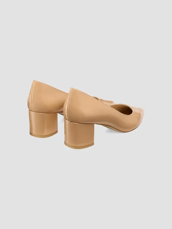 STUART WEITZMAN Power 50mm Leather Block-heel Pumps - Adobe