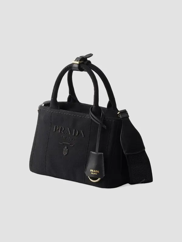 Prada Jardinière Cotton Canvas Mini Top Handle Bag - Black