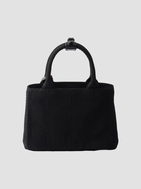 Prada Jardinière Cotton Canvas Mini Top Handle Bag - Black