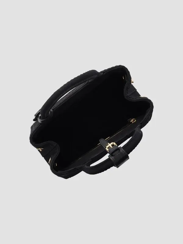 Prada Jardinière Cotton Canvas Mini Top Handle Bag - Black